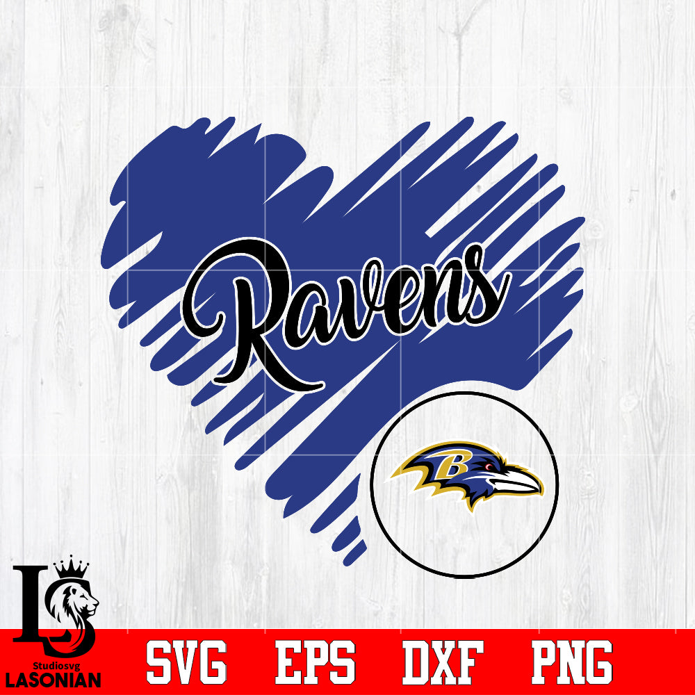 Baltimore Ravens Logo, Baltimore Ravens Heart NFL Svg Dxf Eps Png file ...