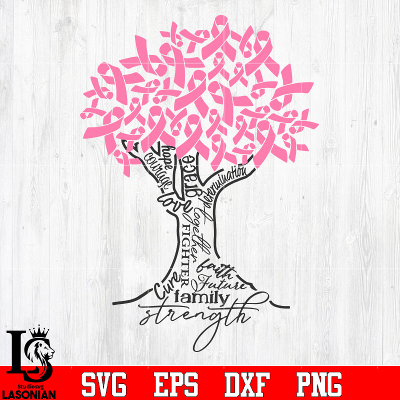 Breast cancer awareness tree svg eps dxf png file – lasoniansvg