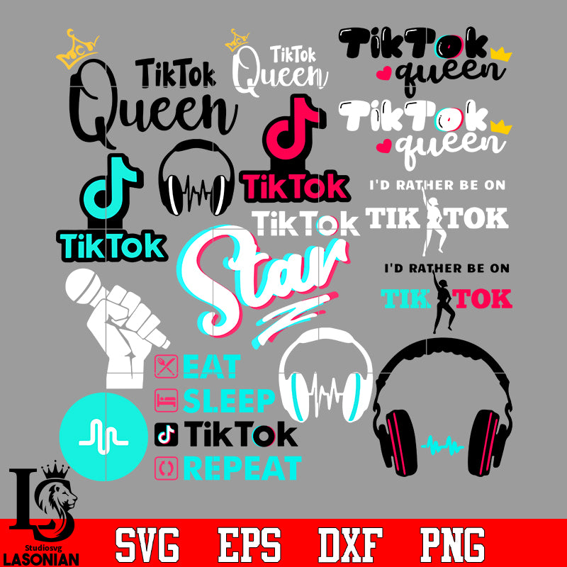 Bundle 11 Tiktok vector random svg eps dxf png file – lasoniansvg