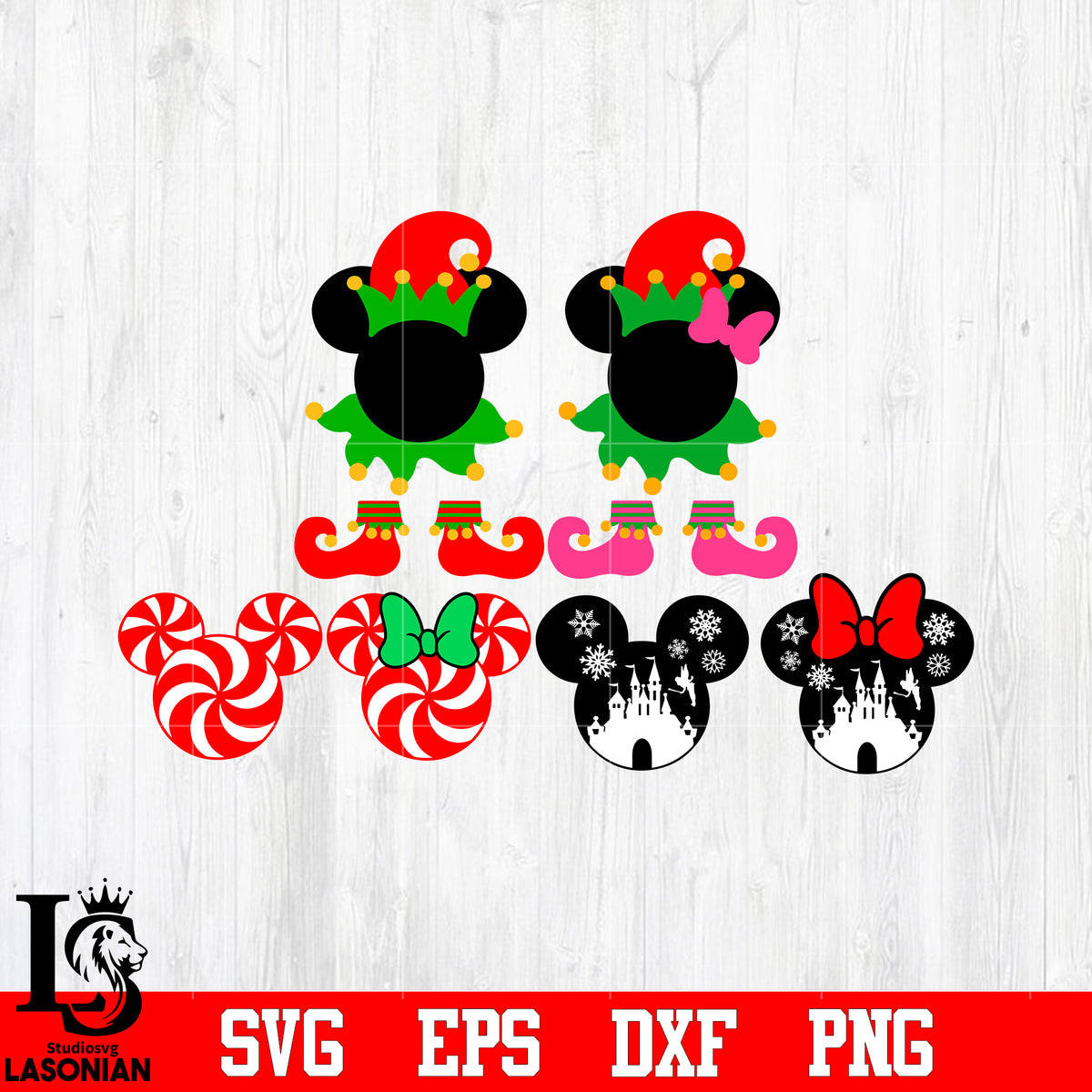 Bundle 6 Mickey Mouse Minnie ,Christmas svg eps dxf png file – lasoniansvg