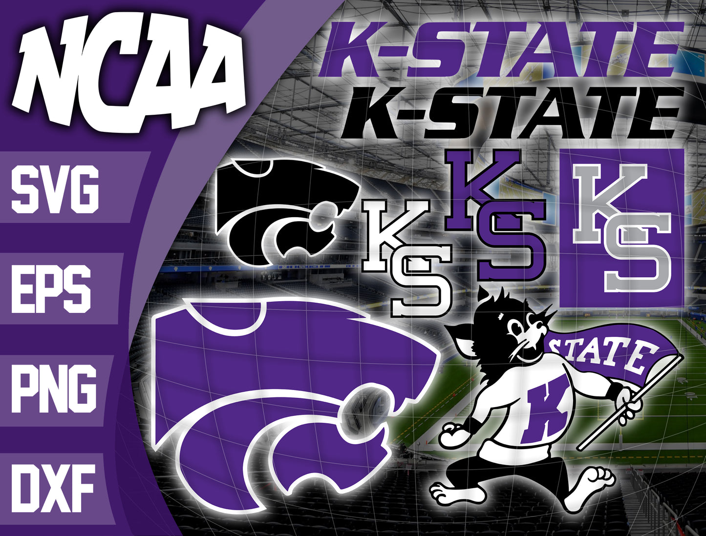 Bundle Logo Kansas State Wildcats svg eps dxf png file , Bundle NCAA ...