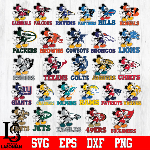Bundle mickey NFL,Bundle NFL, Mickey NFL svg eps dxf png file – lasoniansvg
