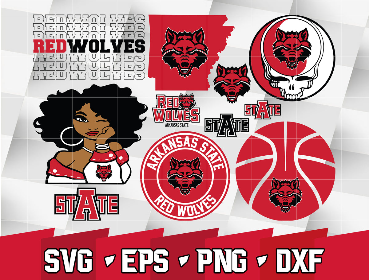 Bundle NCAA Random Vector Arkansas State Red Wolves svg eps dxf png fi ...