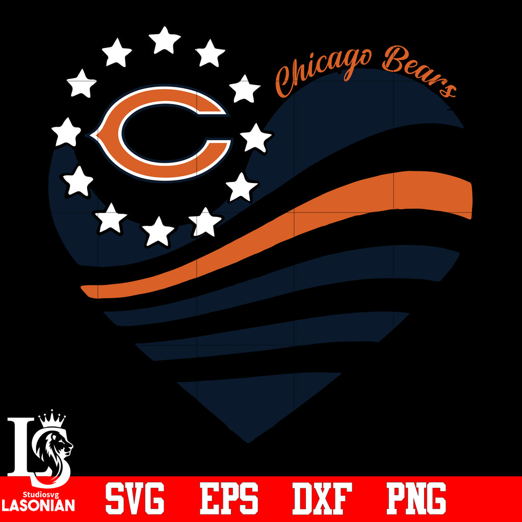 Chicago Bears Heart, Chicago Bears Love svg,eps,dxf,png file – lasoniansvg