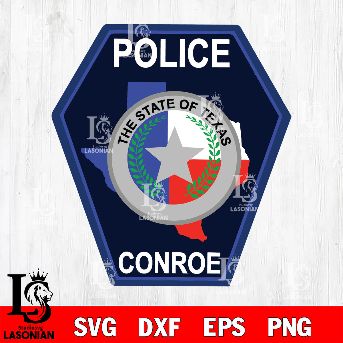 conroe police department badge svg eps dxf png file – lasoniansvg