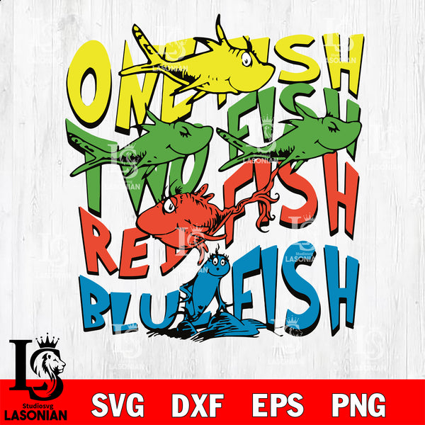 One Fish Two Fish Red fish blue fish Svg, Dr Seuss Svg, Green Eggs And ...