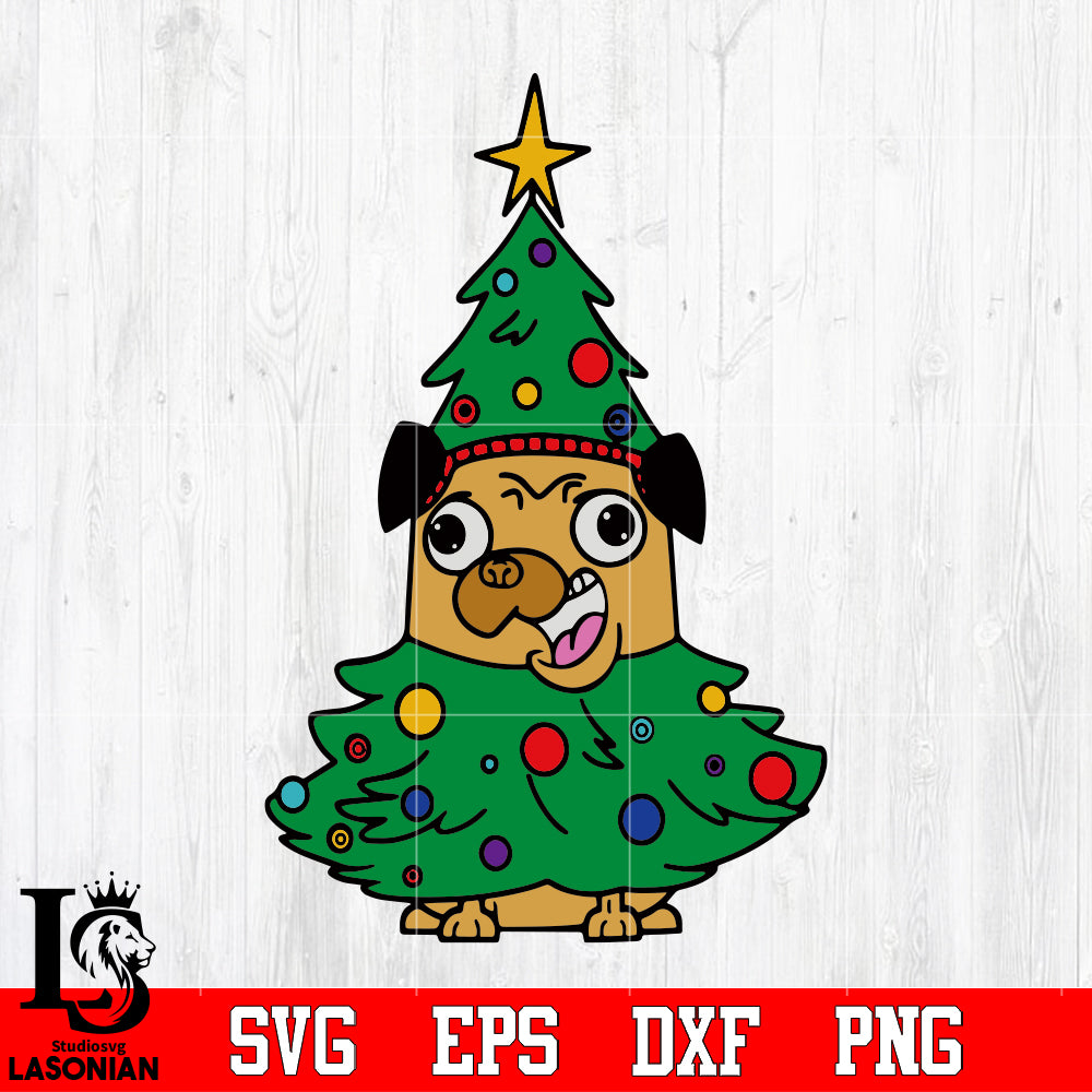 Doggy Christmas, dog Xmas, christmas tree Svg Dxf Eps Png file ...