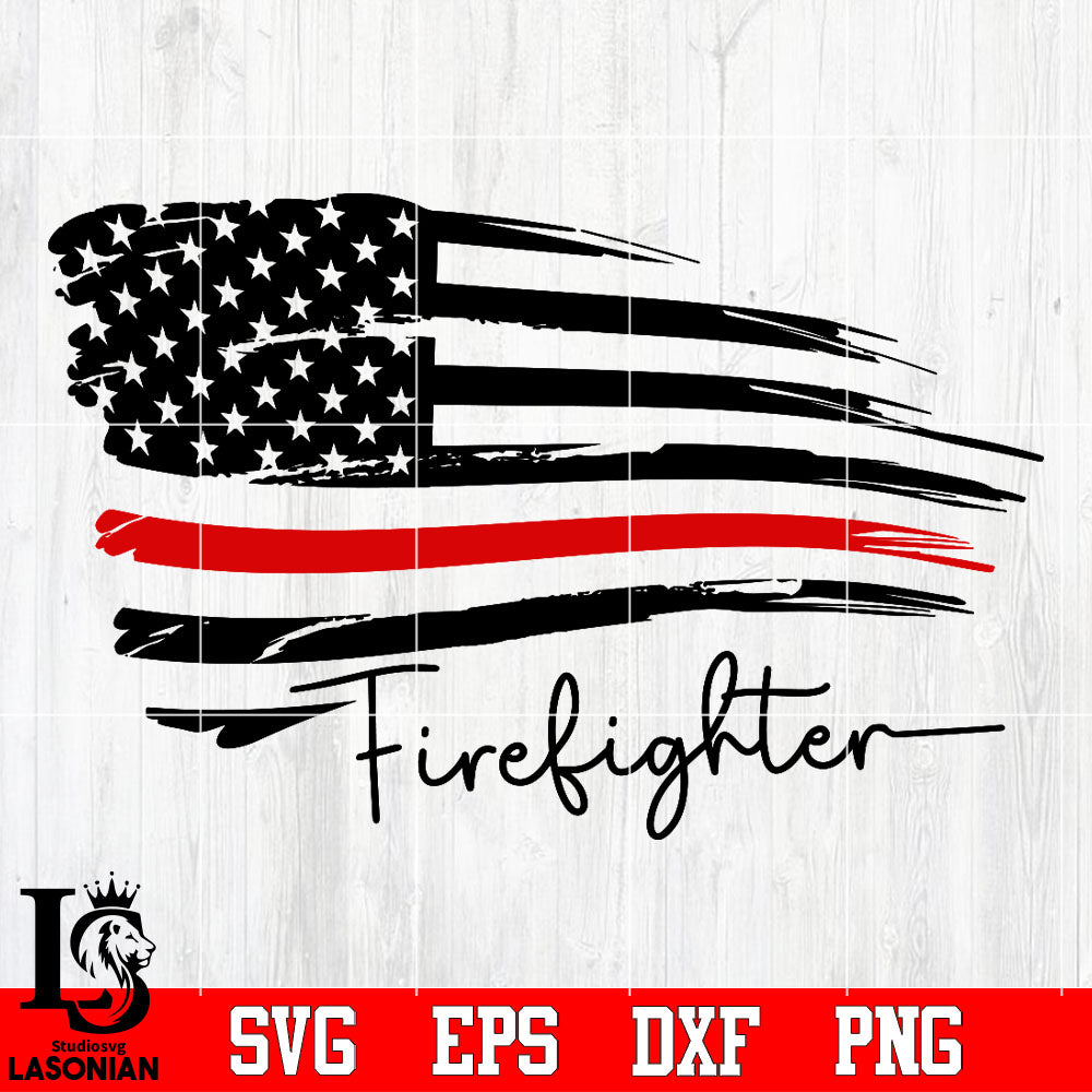Firefighter Flag, Thin Red Line svg dxf eps png file – lasoniansvg