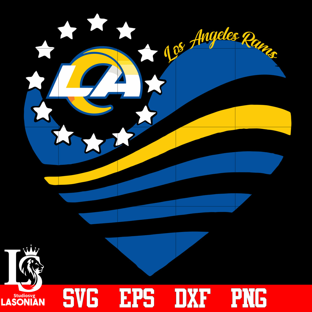 Los Angeles Rams Heart, Los Angeles Rams Love svg,eps,dxf,png file ...