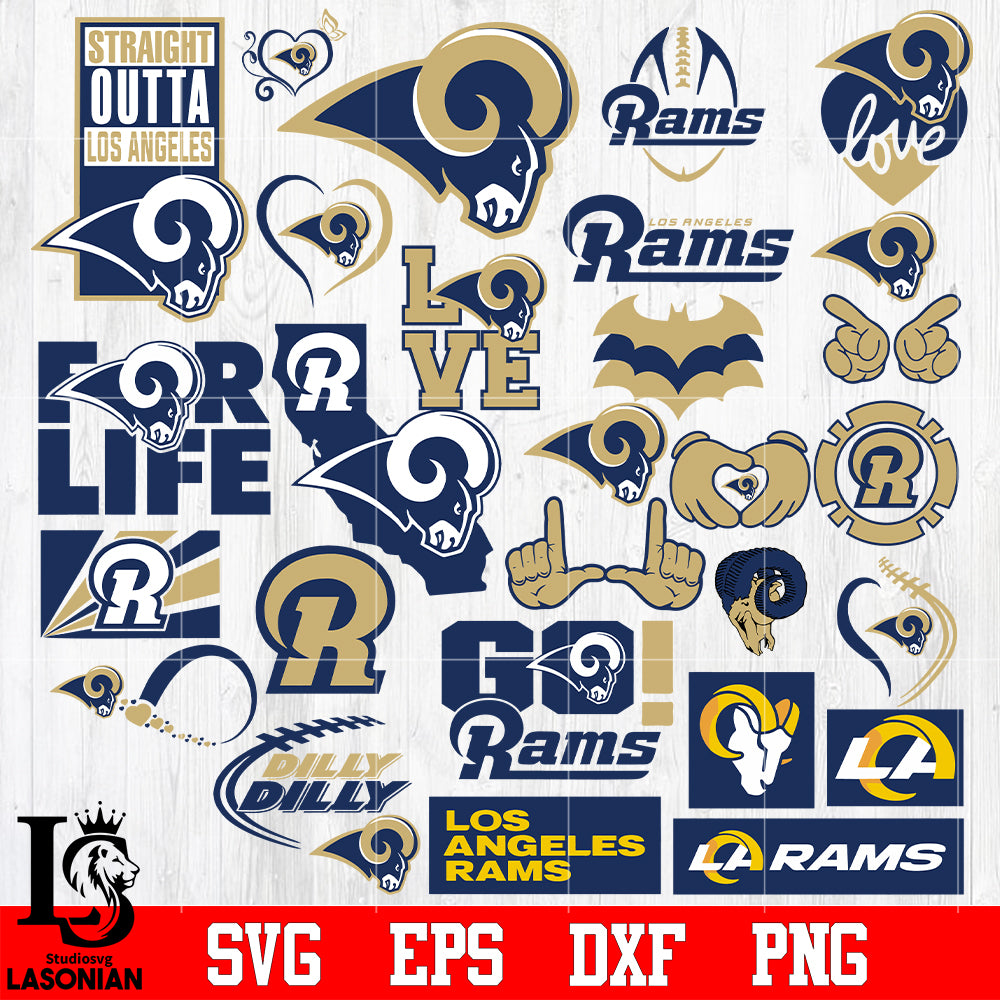 Los Angeles Rams Bundle, bundle Nfl, Bundle sport Digital Cut Files Sv ...
