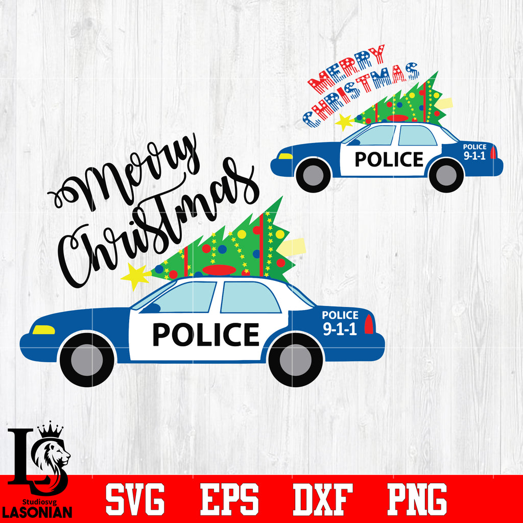 Merry Christmas Police Cars svg eps dxf png file – lasoniansvg