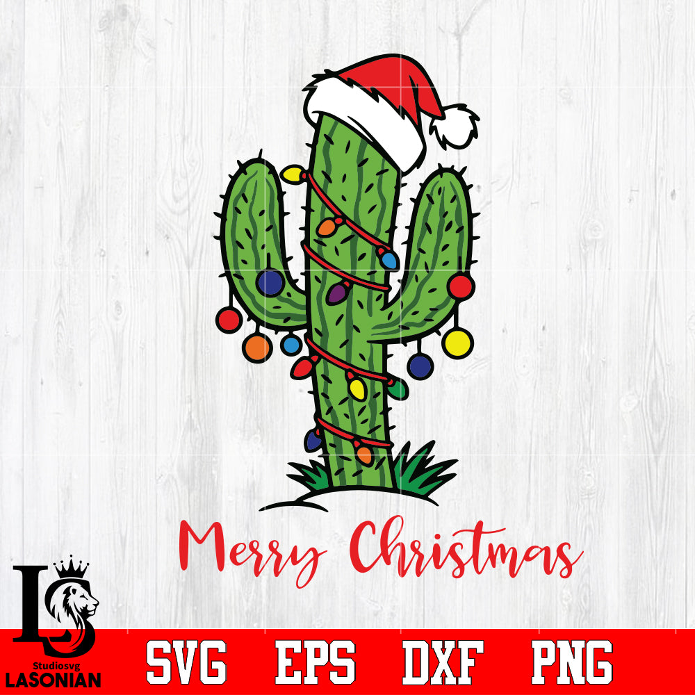 Merry Xmas Cactus Png Christmas, Christmas Cactus Svg Dxf Eps Png file ...
