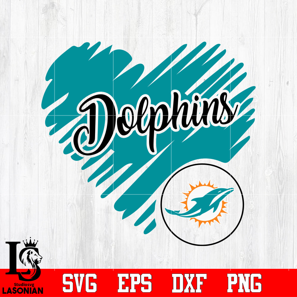 Miami Dolphins Logo,Miami Dolphins Heart NFL Svg Dxf Eps Png file ...
