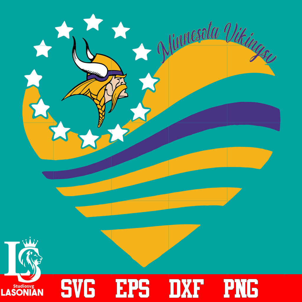 Minnesota Vikings Heart, Minnesota Vikings Love svg,eps,dxf,png file ...