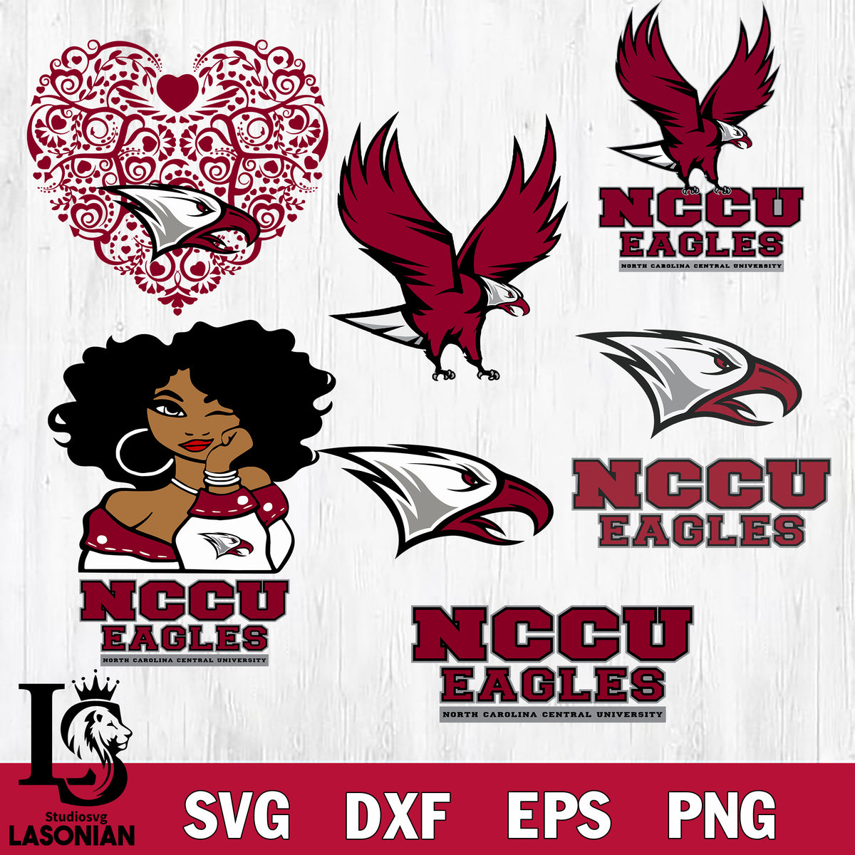 Bundle NCAA North Carolina Central Eagles eps dxf png file , NCAA ...