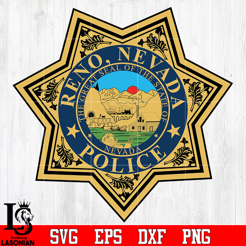 Police Reno Nevada The Great Seal Of The State Of Nevada Badge svg eps ...