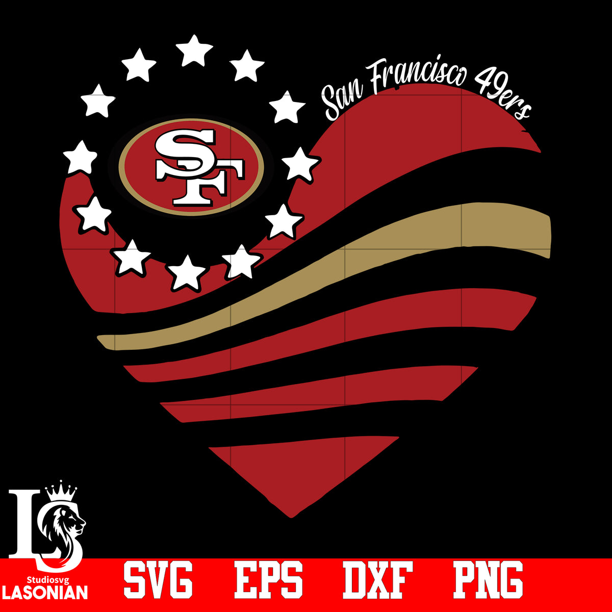 San Francisco 49ers Heart,San Francisco 49ers Love svg,eps,dxf,png fil ...