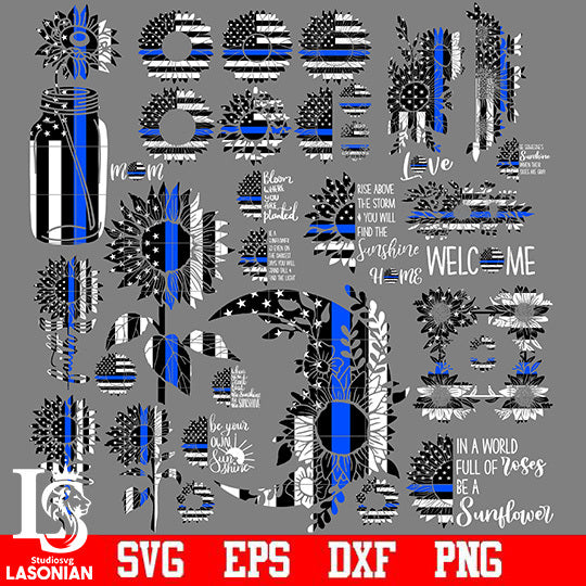Sunflower Police bundle 2 svg eps dxf png file – lasoniansvg