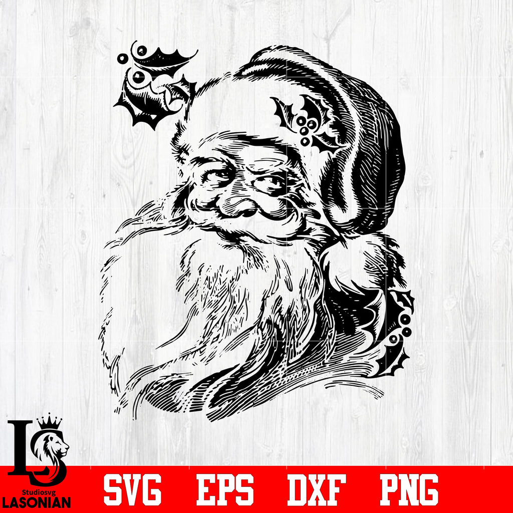 Vintage Christmas ,Santa Head ,Santa Face svg eps dxf png file ...