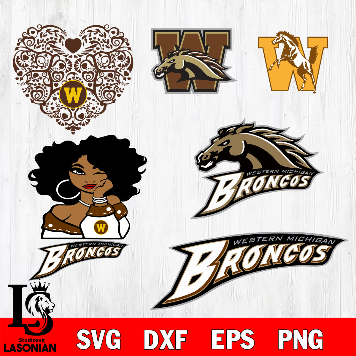 Bundle NCAA Western Michigan Broncos eps dxf png file , NCAA – lasoniansvg