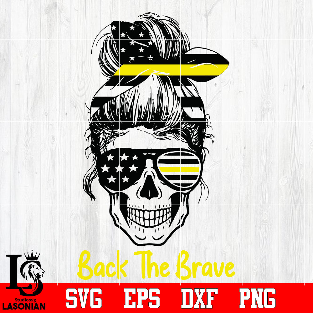 Yellow line skull, dispatcher skull, back the brave – lasoniansvg