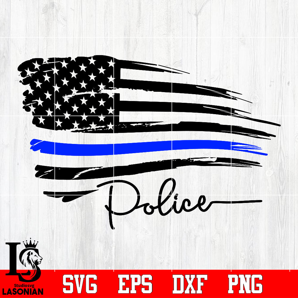 police flag, thin blue line svg dxf eps png file – lasoniansvg