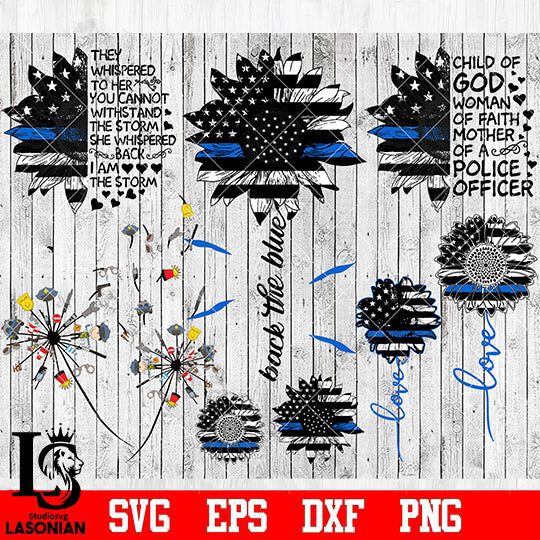 police flower bundle 4 svg dxf eps png file – lasoniansvg